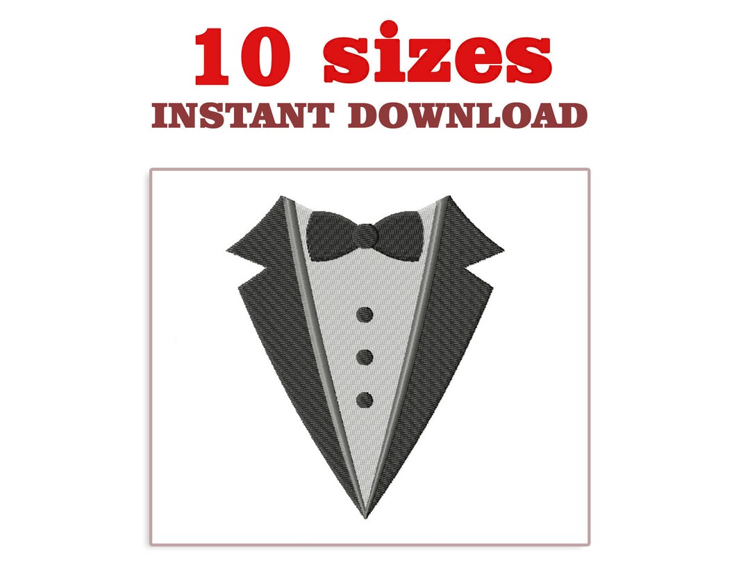 Tuxedo Embroidery Design: Formal Wear Machine Embroidery File (instant ...