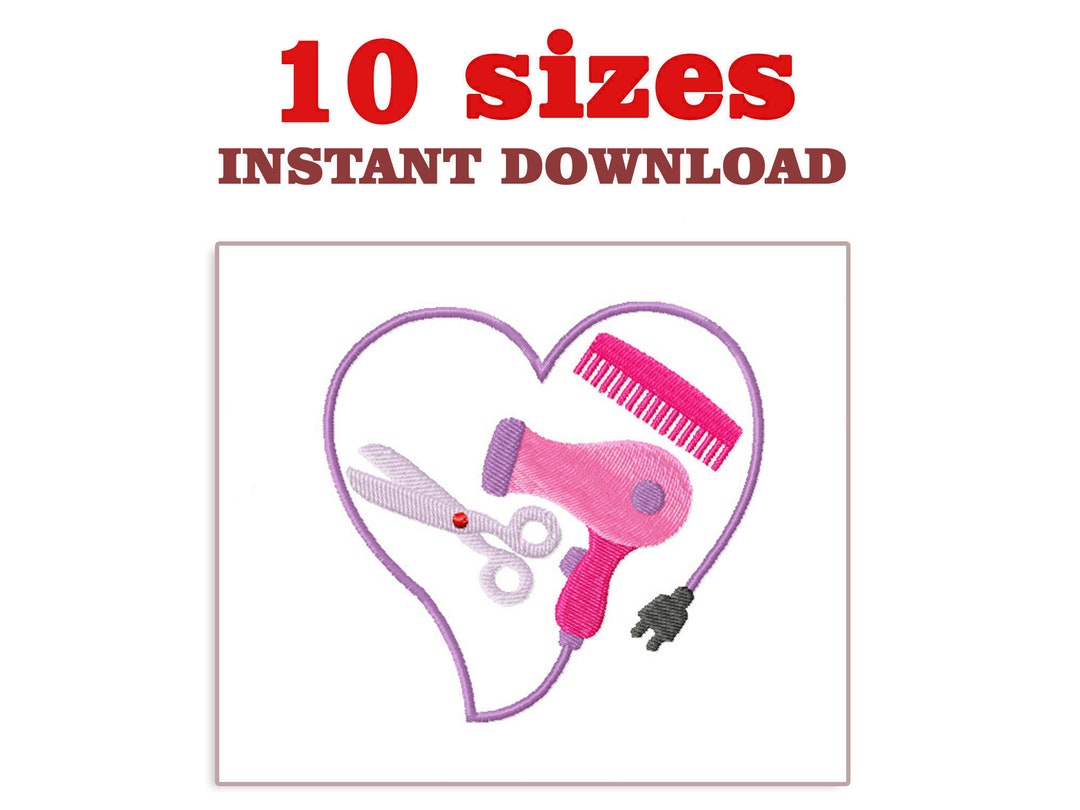 Beautician Tools Embroidery Design File, Cosmetology Tools Embroidery ...