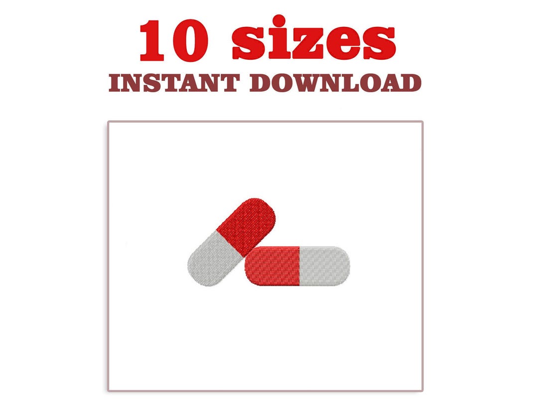 Pill Embroidery Design: Capsule Machine Embroidery (digital Download ...