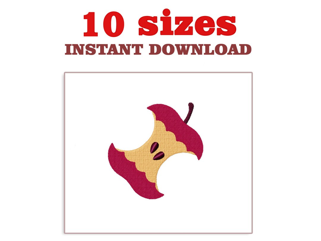 Apple Core Embroidery Design File, Apple Core Machine Embroidery Design ...