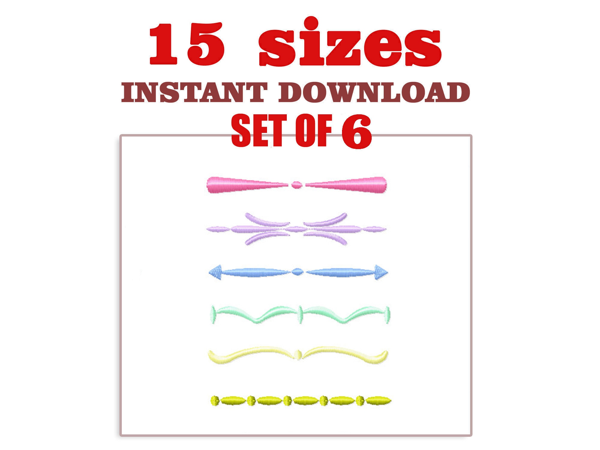 Divider Line Embroidery Design: Stitch Borders (digital Download) - Etsy