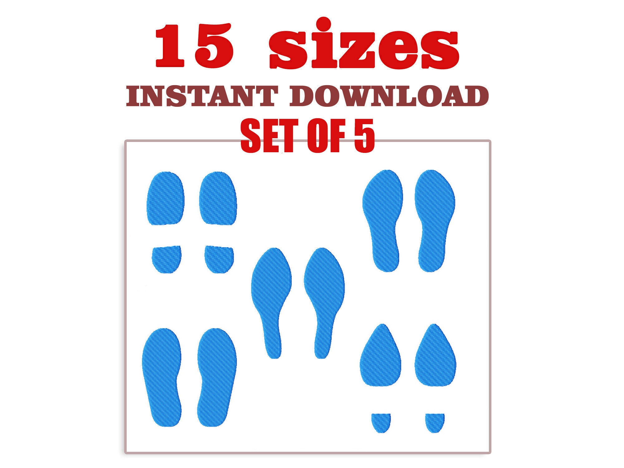 Shoe Prints Embroidery Design Shoe Prints Set of 5 - Etsy