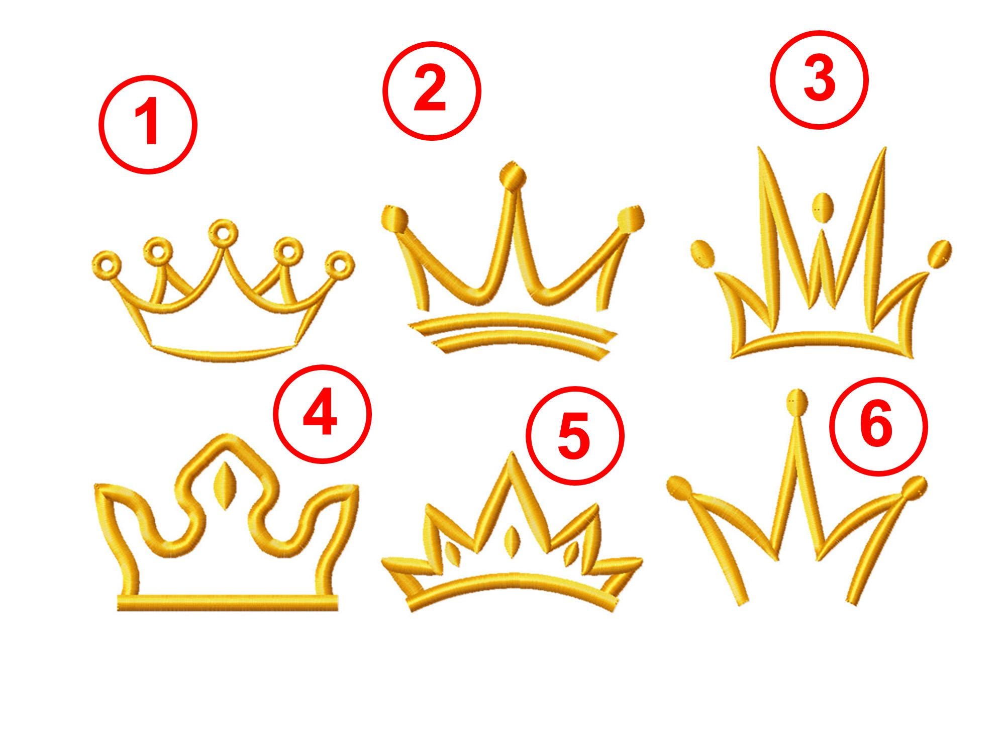 Satin Stitch Crown Embroidery Design: Set of 6 Machine Embroidery ...