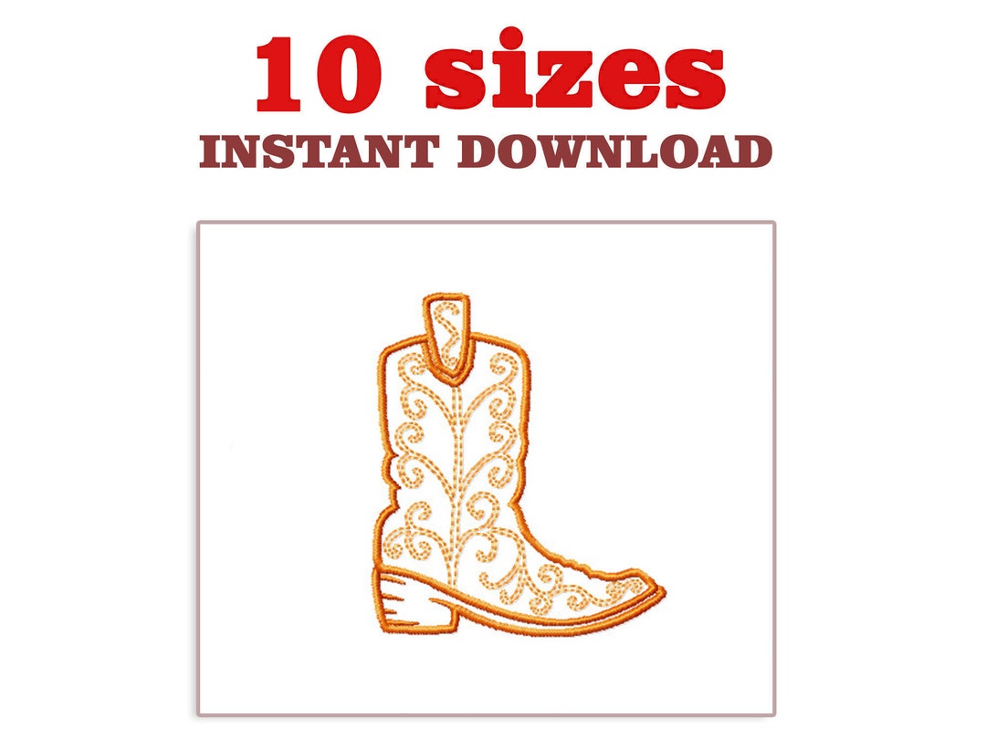 Cowboy Boot Embroidery Design: Western Stitch File (instant Download ...