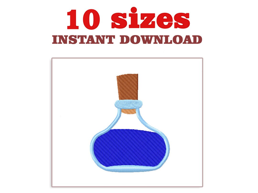 Potion Bottle Embroidery Design File, Potion Bottle Embroidery Machine ...