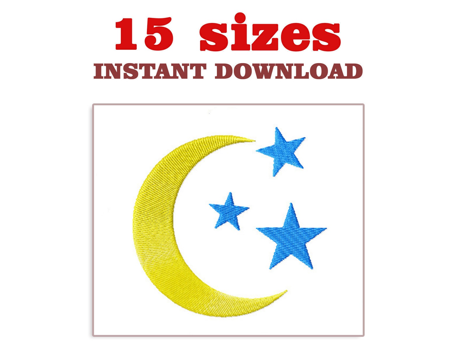 Moon and Stars Embroidery Design Moon and Stars Embroidery - Etsy