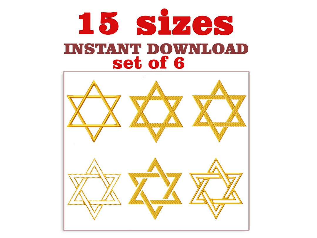 Star of David Embroidery Design: Set of 6 (digital Download) - Etsy