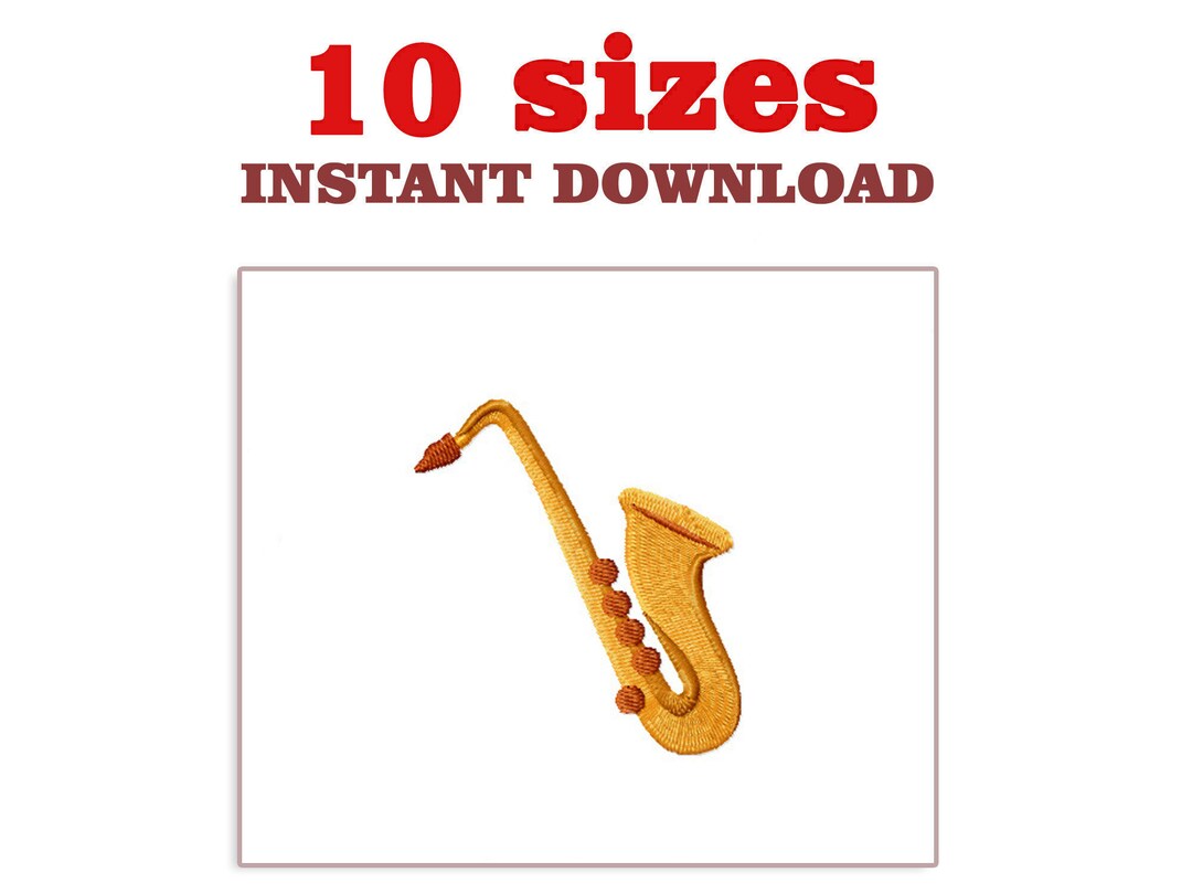 Saxophone Embroidery Design, Saxophone Download Embroidery, Saxophone ...