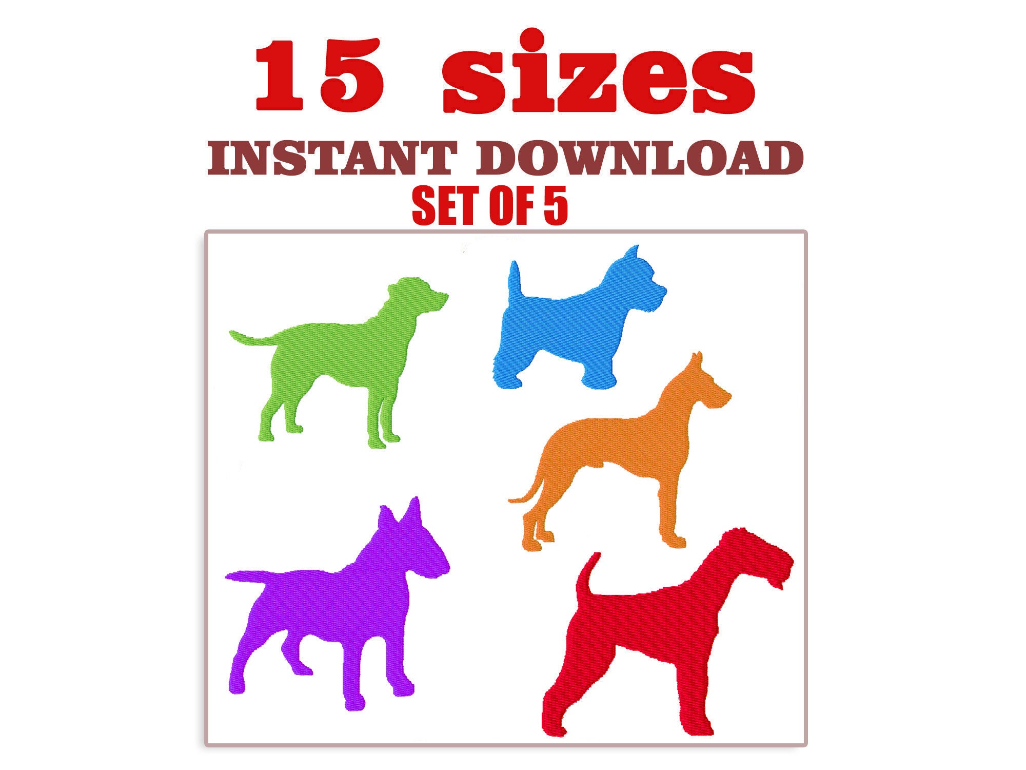 Dog Embroidery Design File Dog Set of 5 Design Machine - Etsy