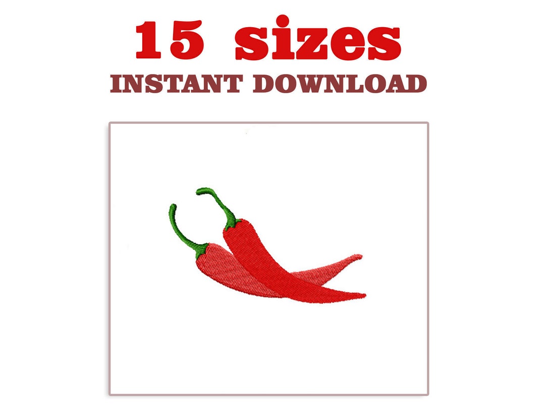 Pepper Embroidery Design, Red Pepper Embroidery, Pepper Chilli Machine ...