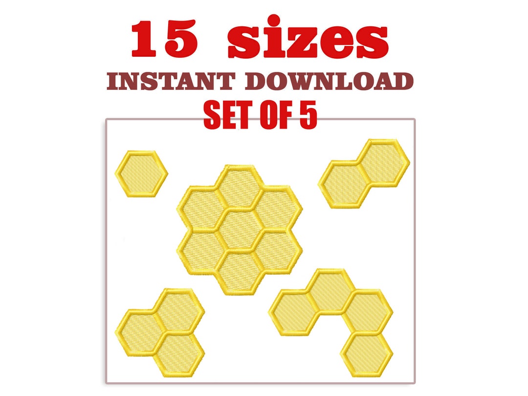 Honeycomb Embroidery Designs File, Honey Comb Embroidery Set of 5 ...