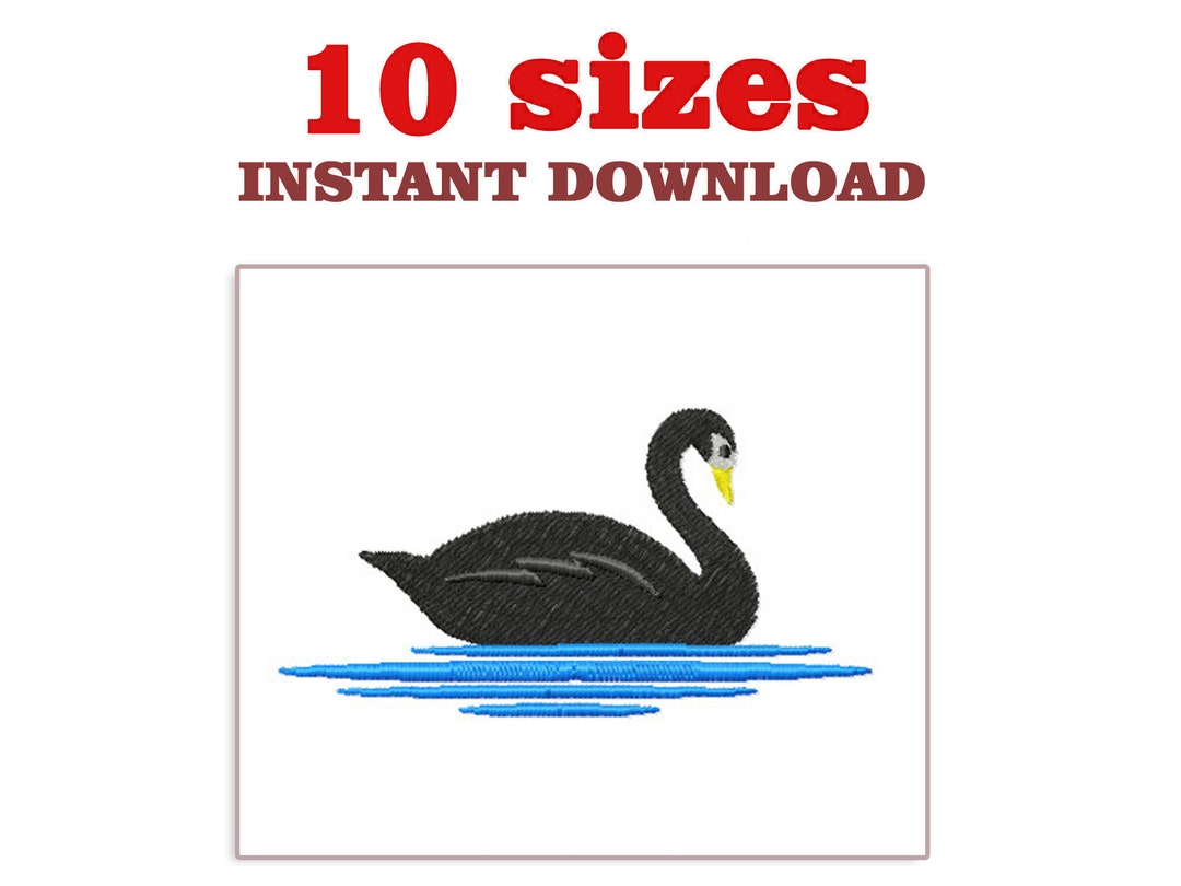 Swan Embroidery Design File, Mini Swan Embroidery Design, Small Black ...