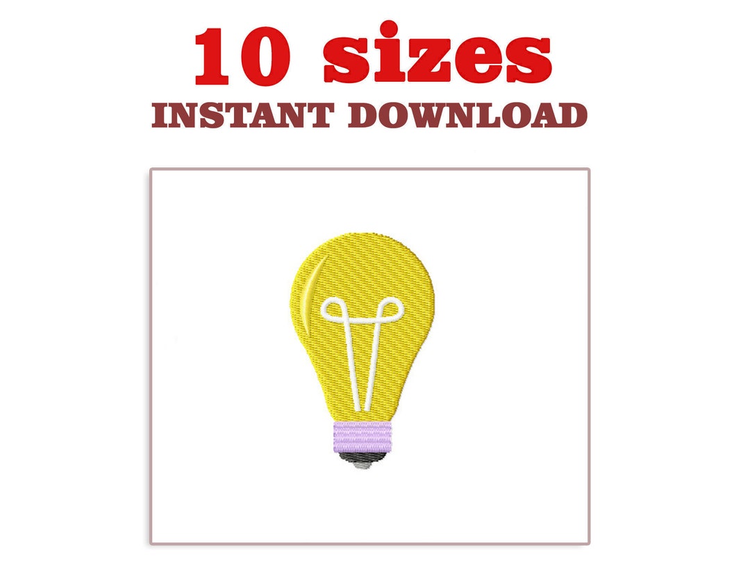 Light Bulb Embroidery Design File, Light Bulb Machine Embroidery Design ...