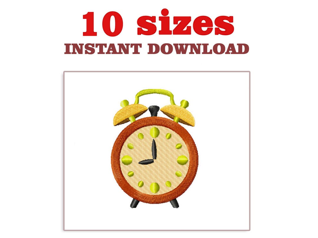 Alarm Clock Embroidery Design: Machine Embroidery File (digital ...