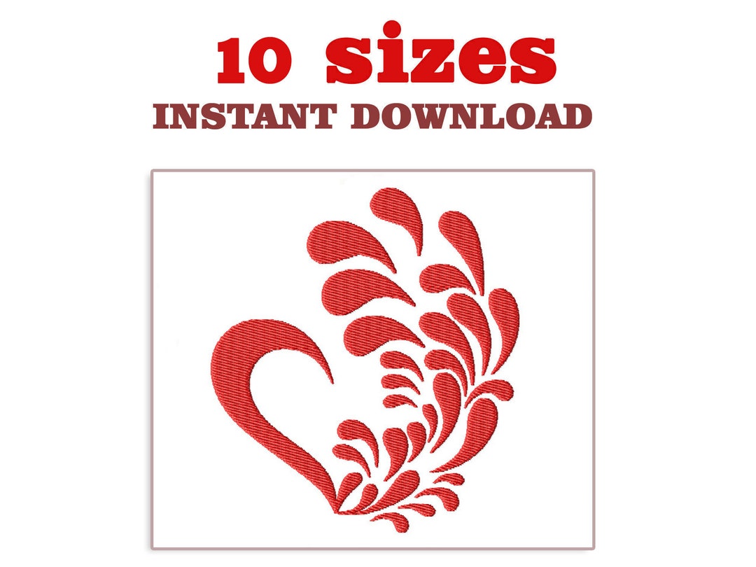 Heart Embroidery Designs, Heart With Patterns Machine Embroidery File ...