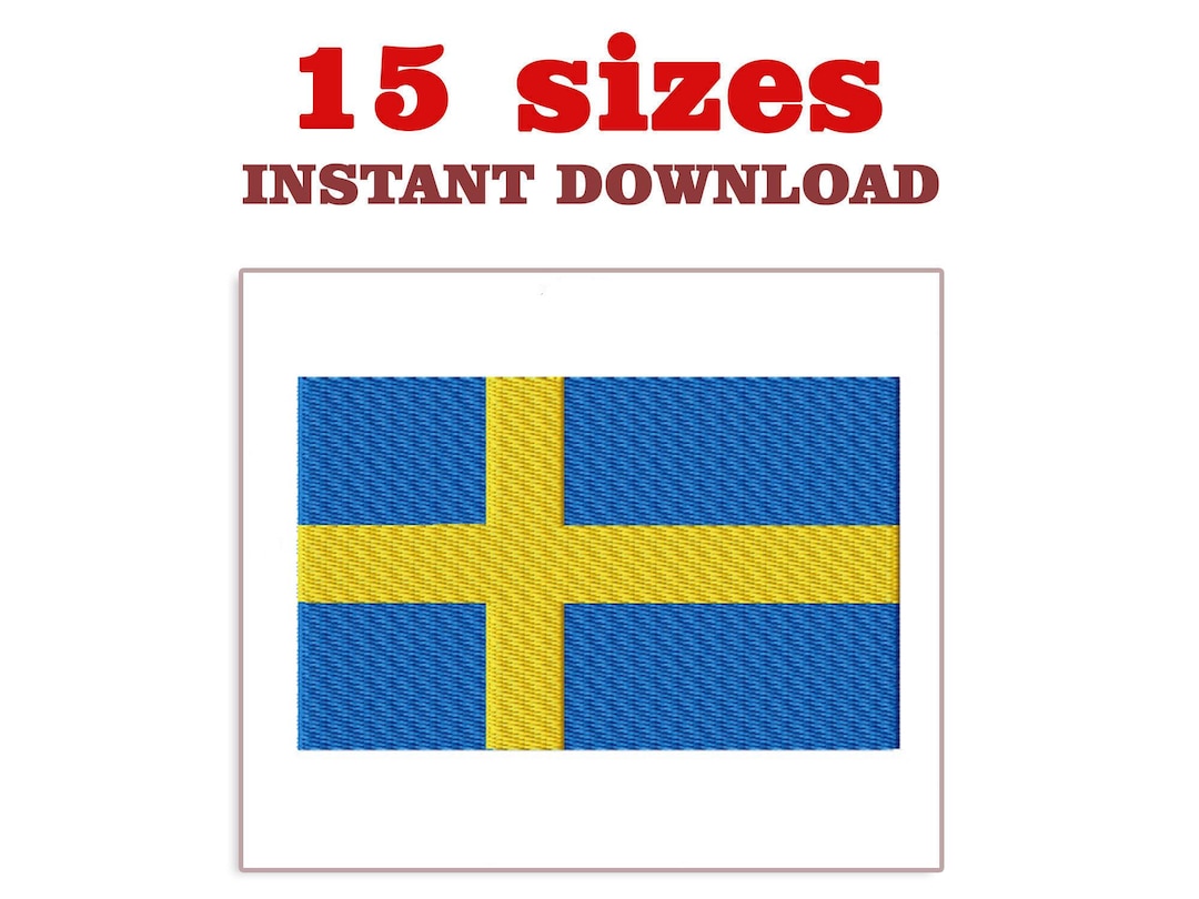 Sweden Flag Embroidery Design: Machine Embroidery File (digital ...