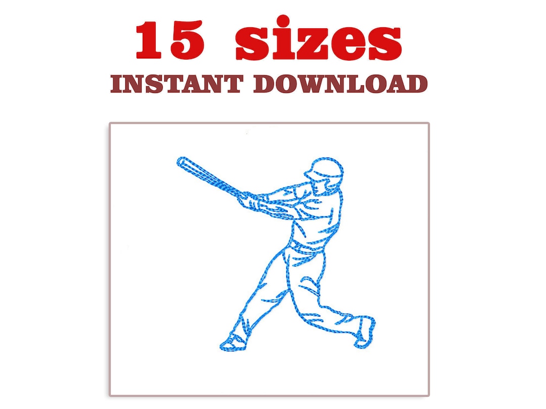 Baseball Player Embroidery Design File, Baseball Player Embroidery ...