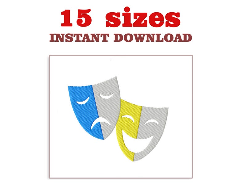 Comedy Tragedy Masks Embroidery Design Download Embroidery - Etsy