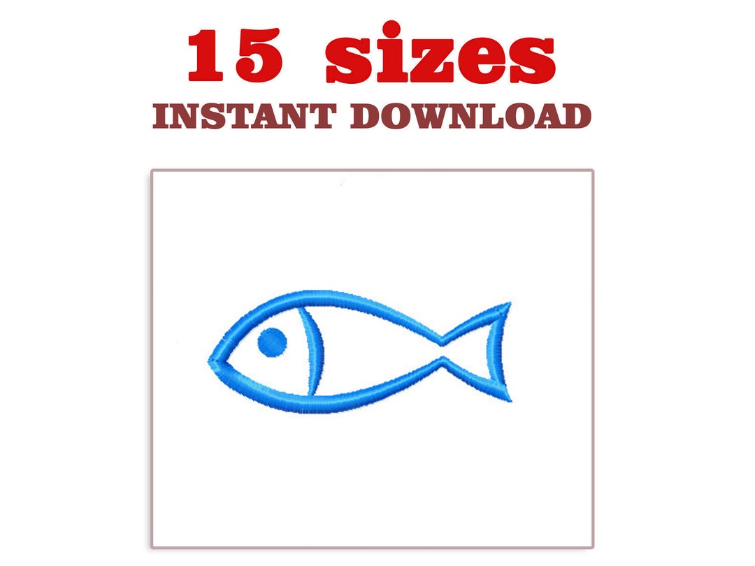 Fish Embroidery Design File, Fish Outline Machine Embroidery Design ...
