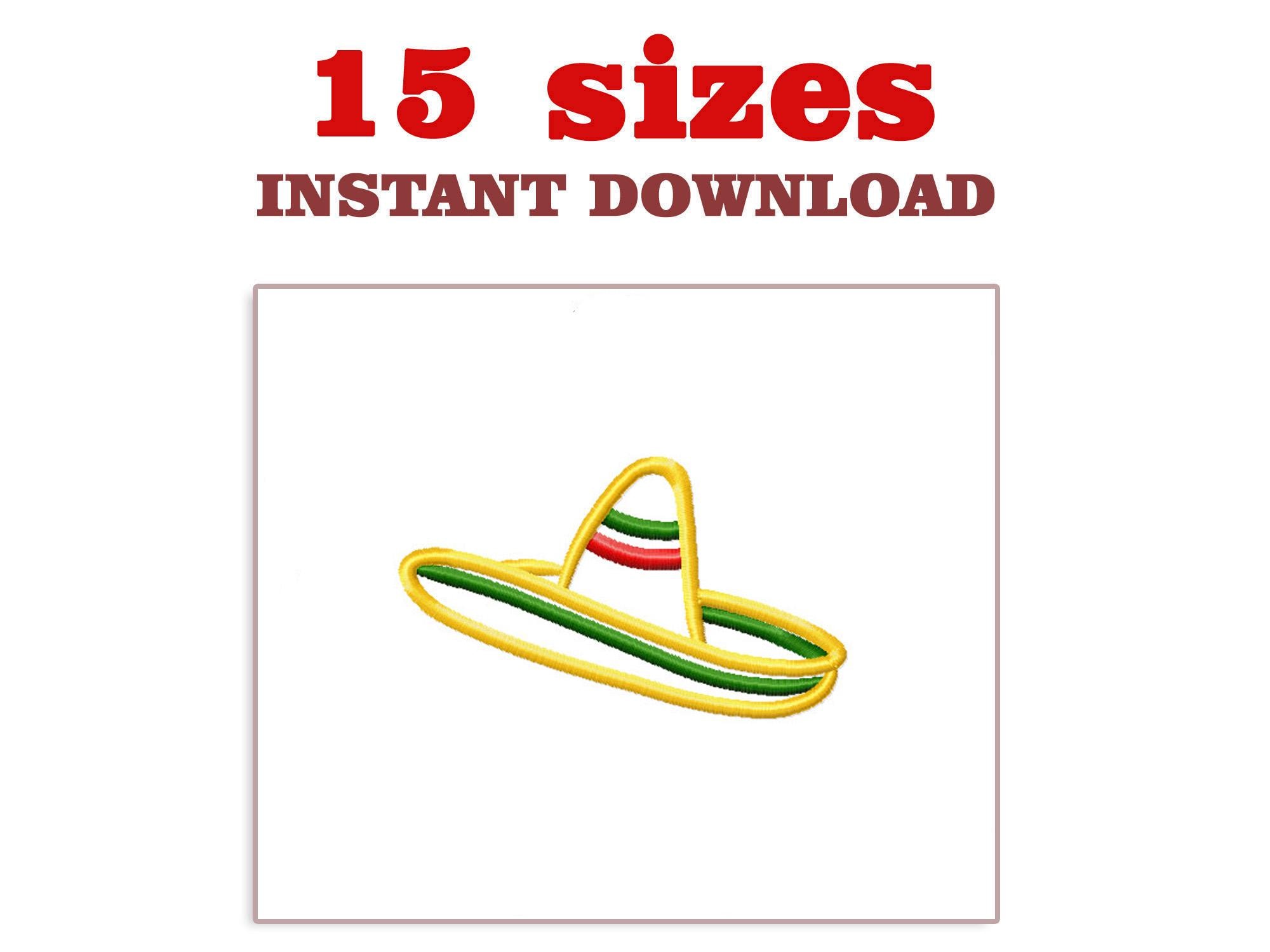 Sombrero Machine Embroidery Design: Satin Stitch (instant Download) - Etsy