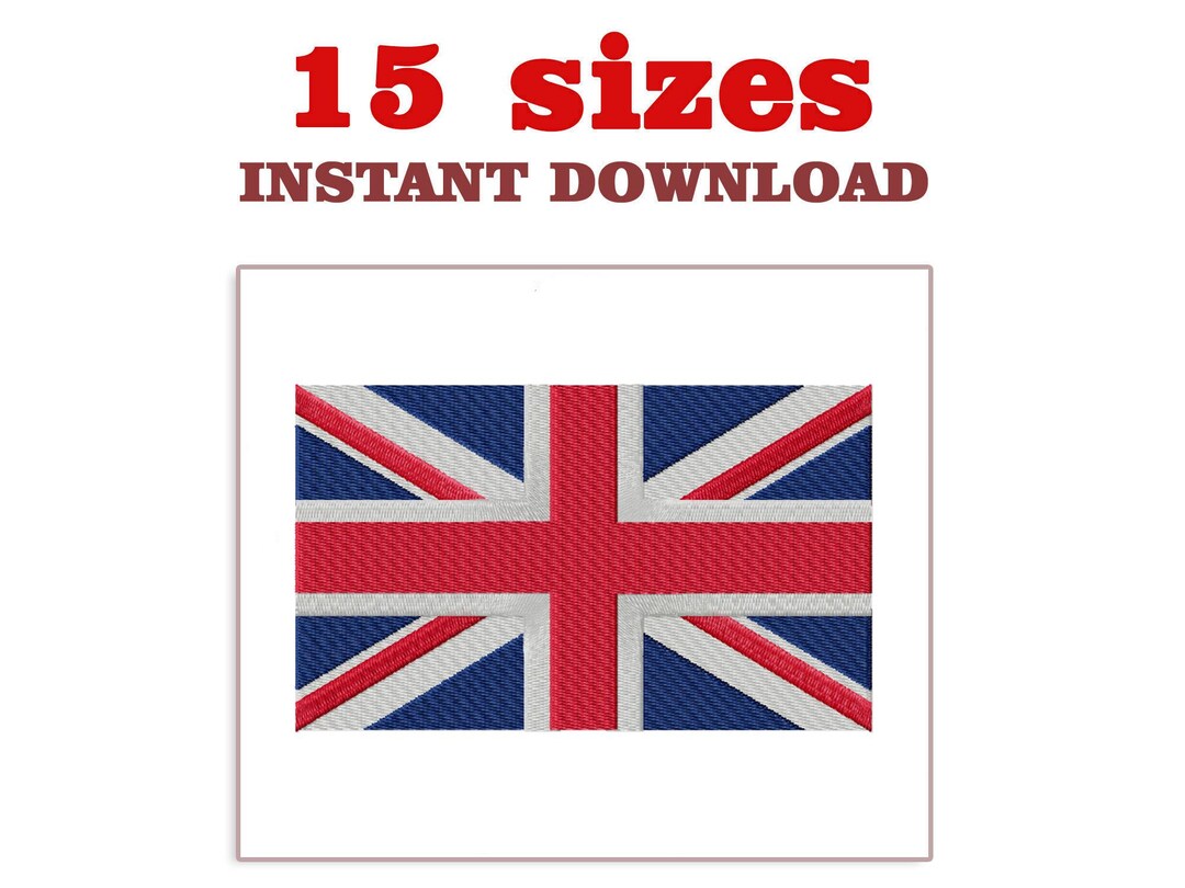 United Kingdom Flag Embroidery Design File, UK Flag Download Embroidery ...