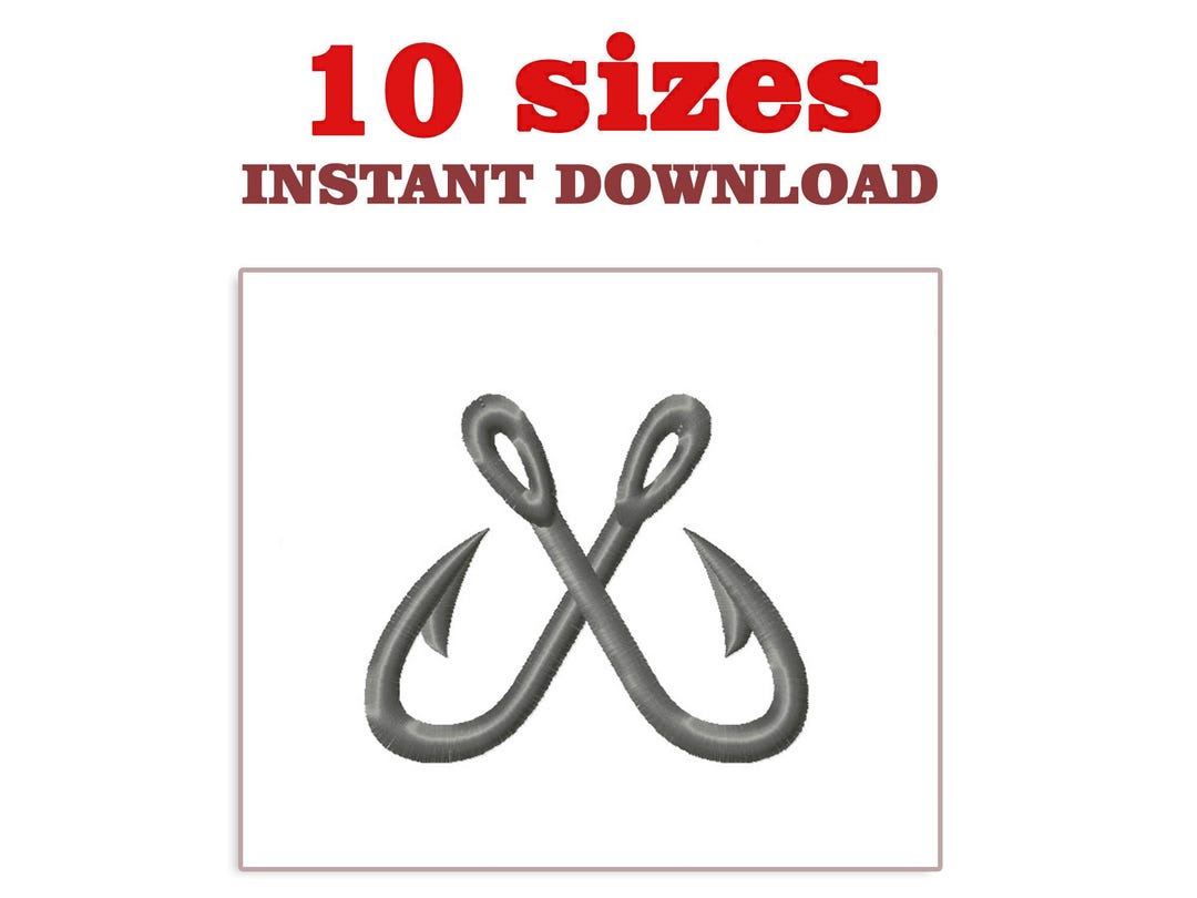 Two Fish Hooks Embroidery Design: Machine Embroidery File (digital ...