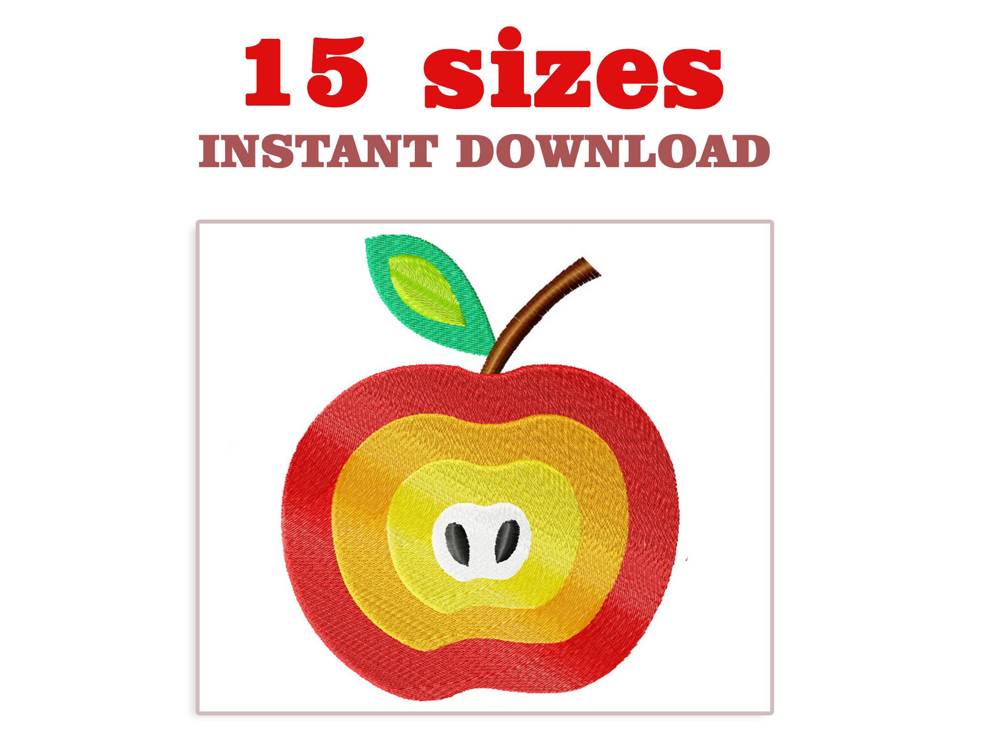 Apple Embroidery Design Download Embroidery machine | Etsy