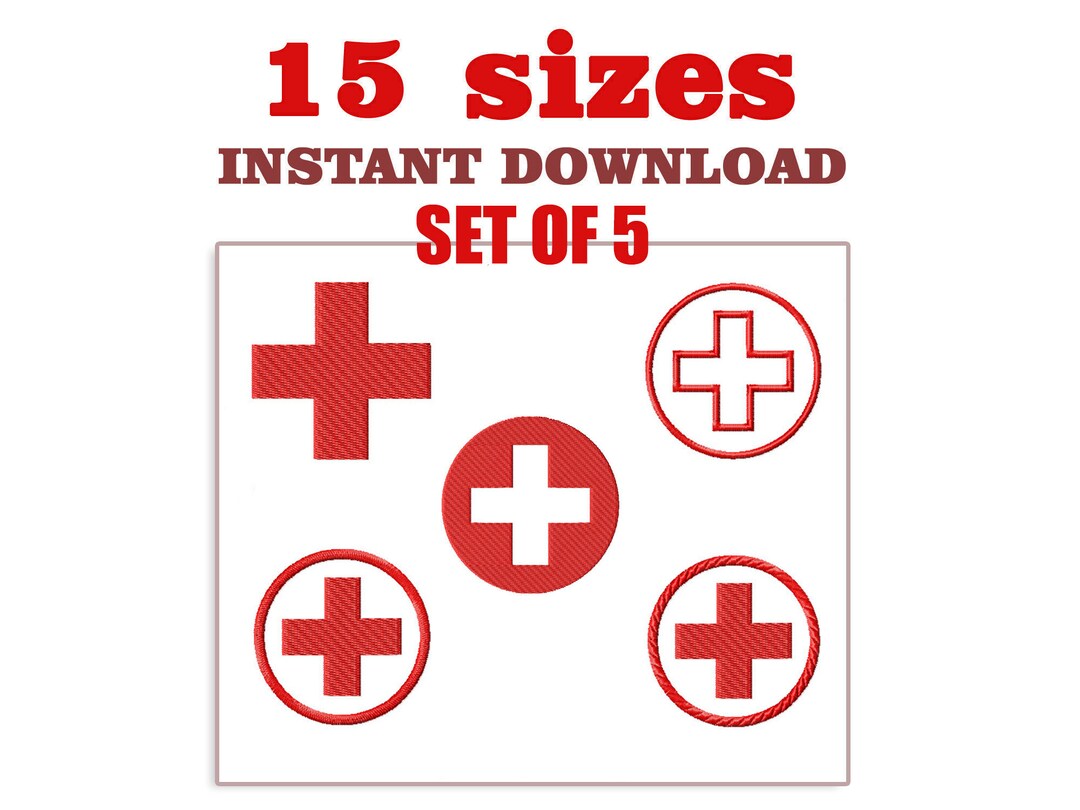 Medical Cross Embroidery Design , Medical Cross Set of 5, Cross ...