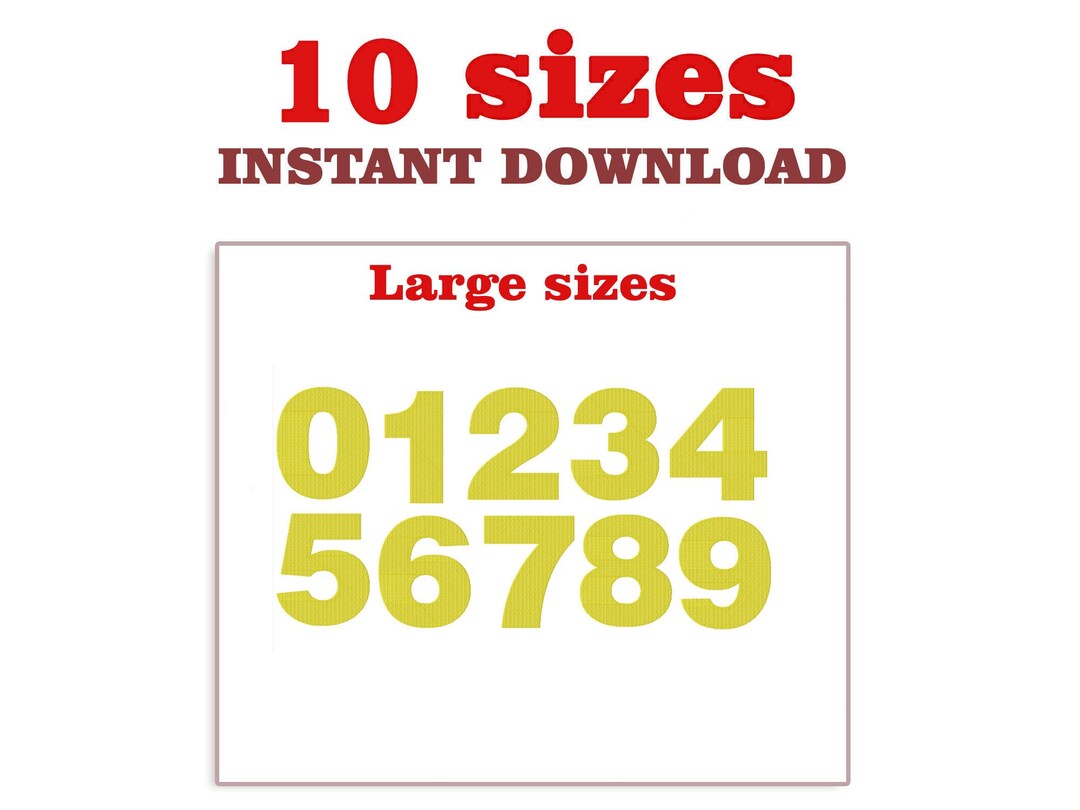 Numbers Embroidery Design: 10 Sizes (180-270mm) (digital Download) - Etsy