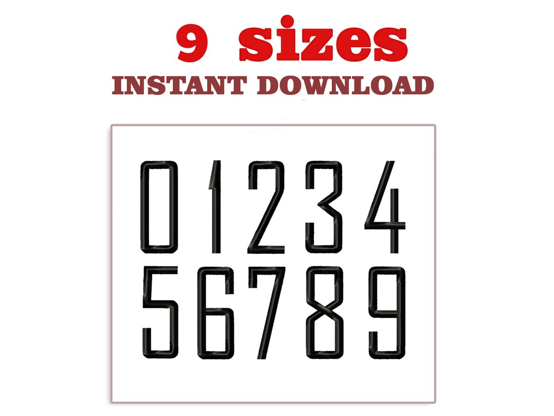 Numbers Embroidery Design, Numbers Only – 9 Sizes (height 10mm - 90mm ...