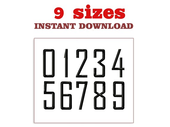 Numbers Embroidery Design Numbers Only 9 Sizes height 10mm | Etsy