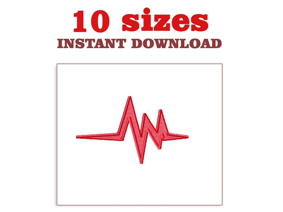 Heartbeat Embroidery Design: 10 Sizes (digital Download) - Etsy