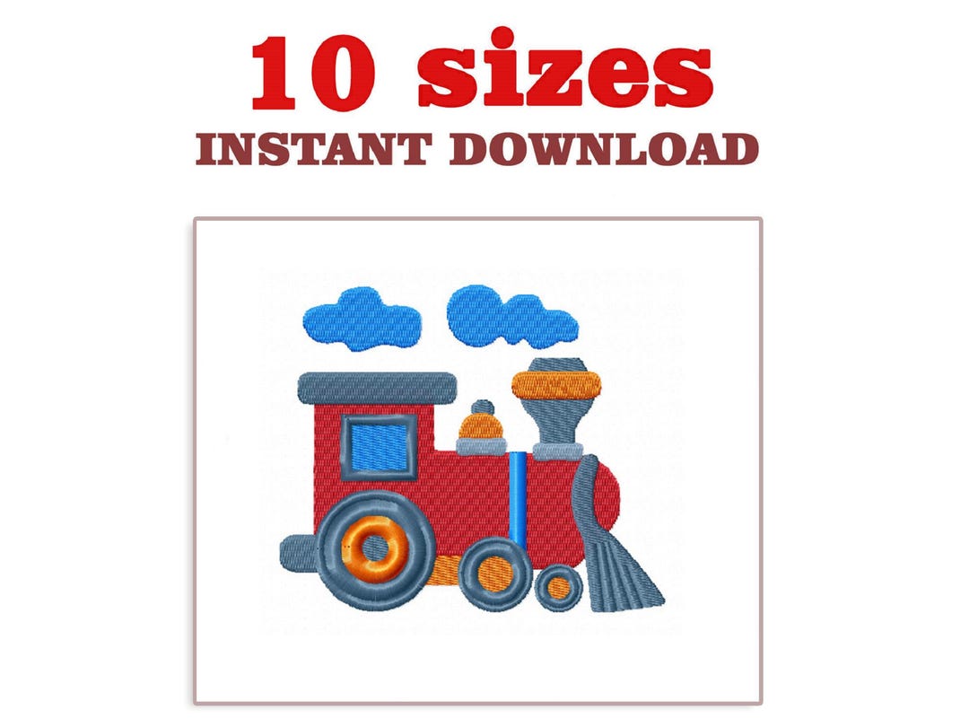 Locomotive Embroidery Design: Mini Train Machine Embroidery (digital ...
