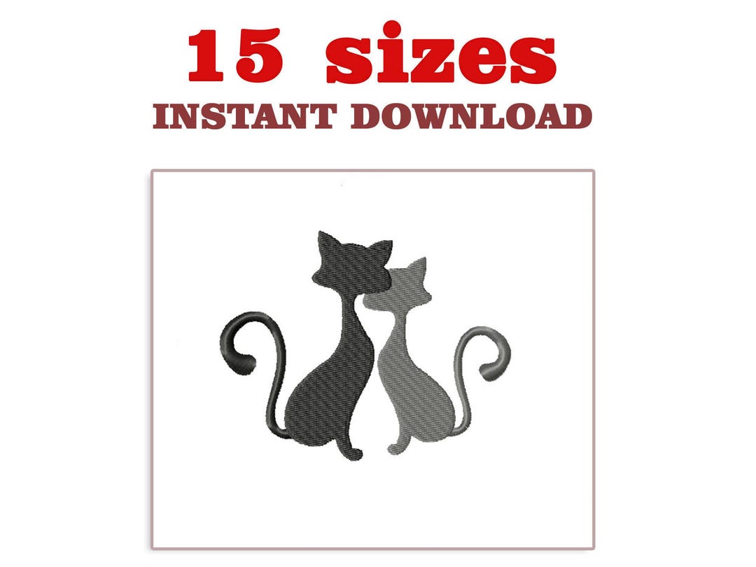 Two Cats Embroidery Design: Male and Female (digital Download) - Etsy