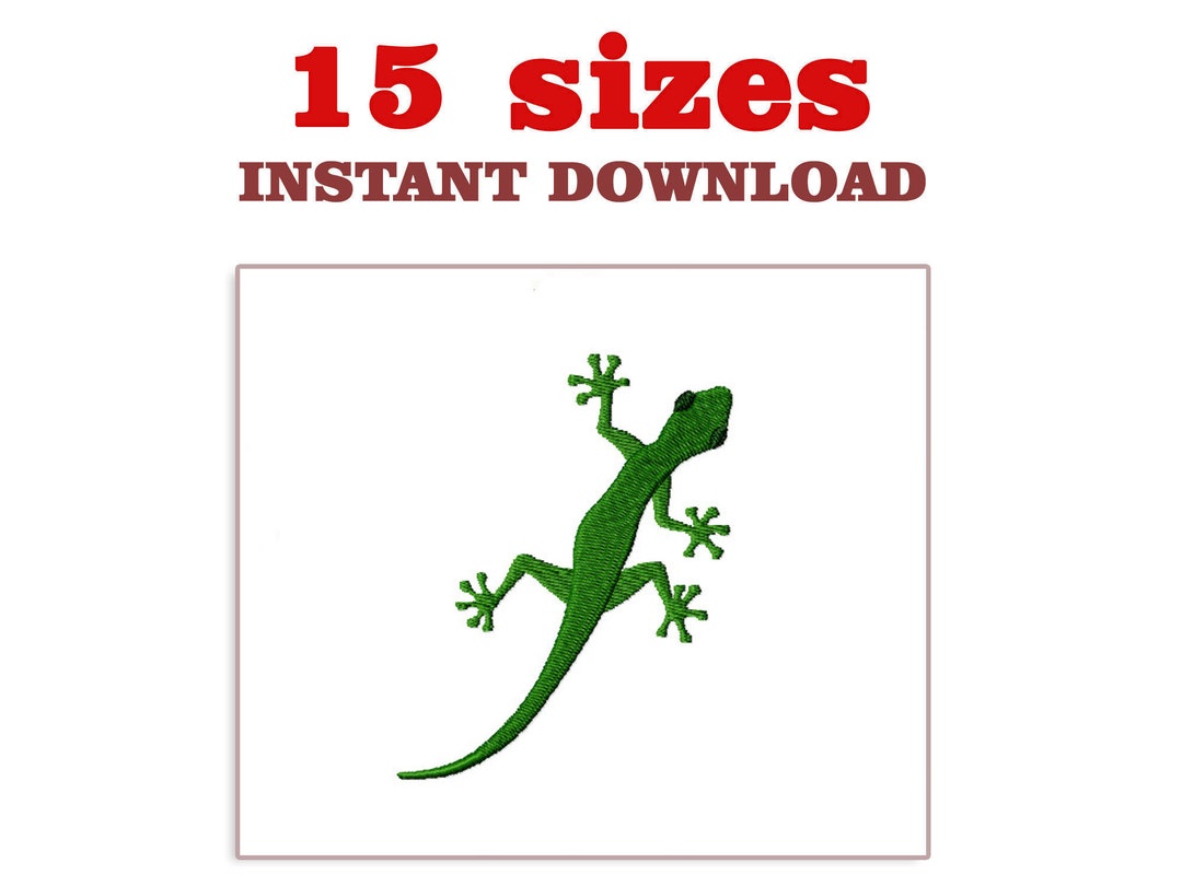 Lizard Embroidery Design File, Green Lizard Machine Embroidery Design ...