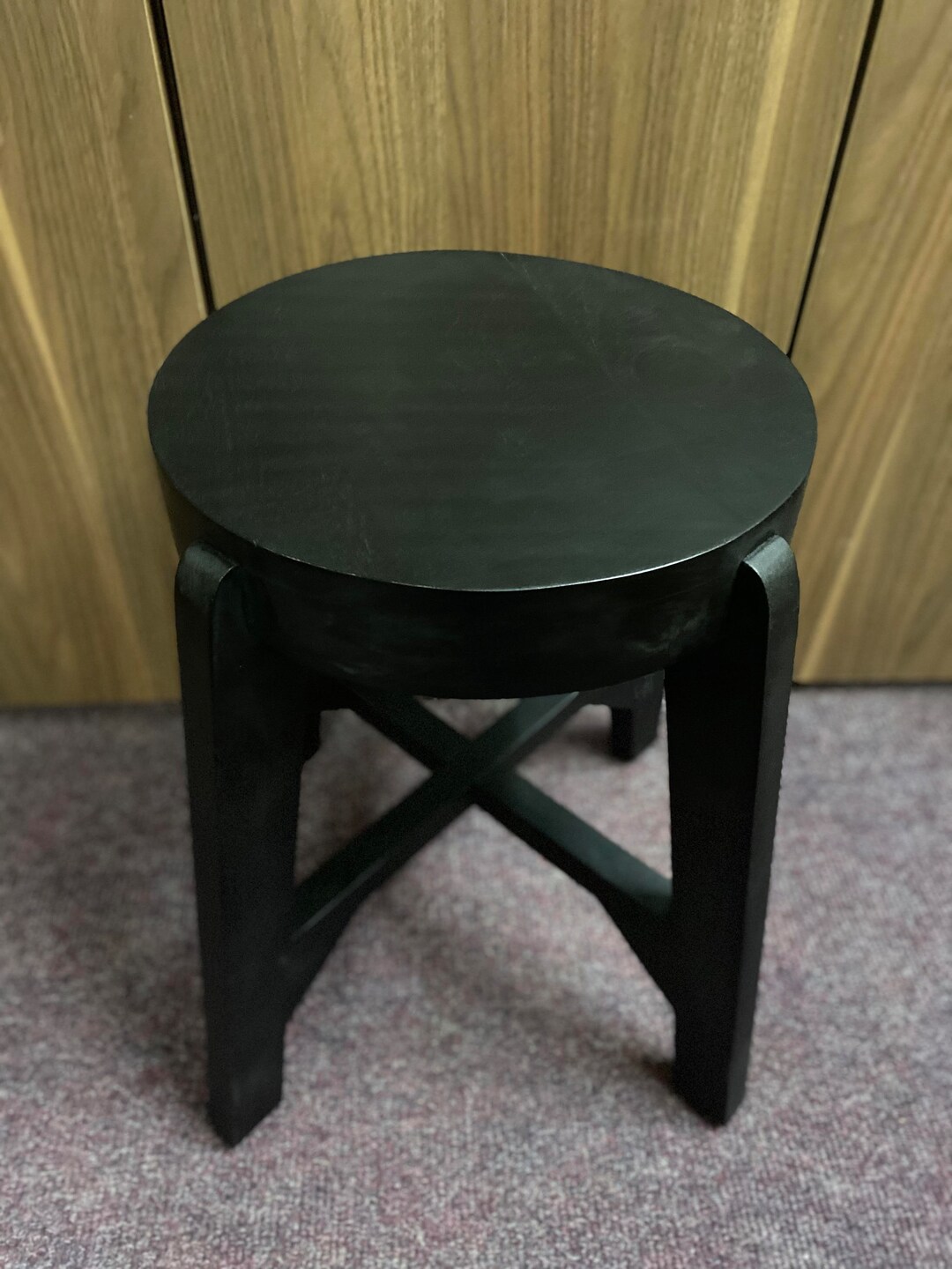Solid Wood Black Stool - Etsy