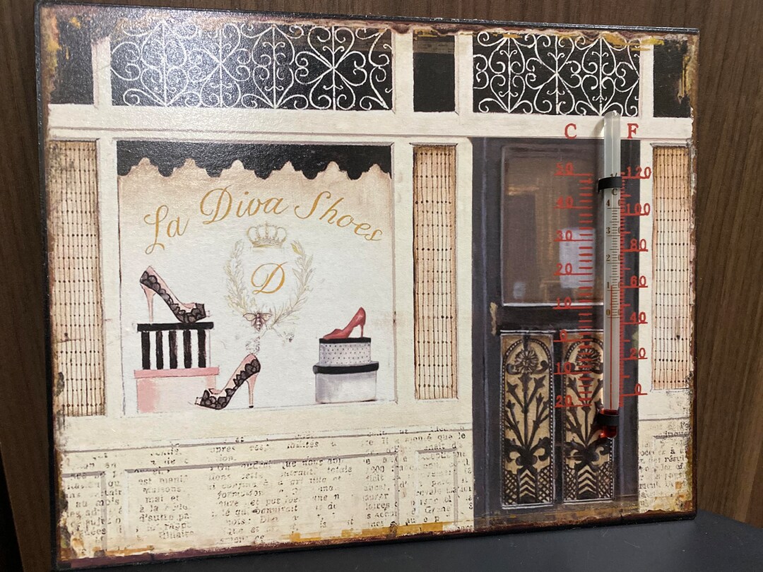 La Diva Shoes Sign With Thermometer - Etsy