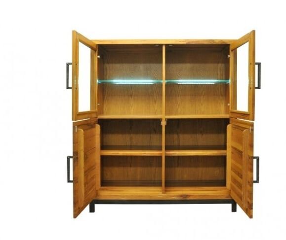 Rustic Oak Display Cabinet With LED Lights - 145 Cm Tall - Etsy