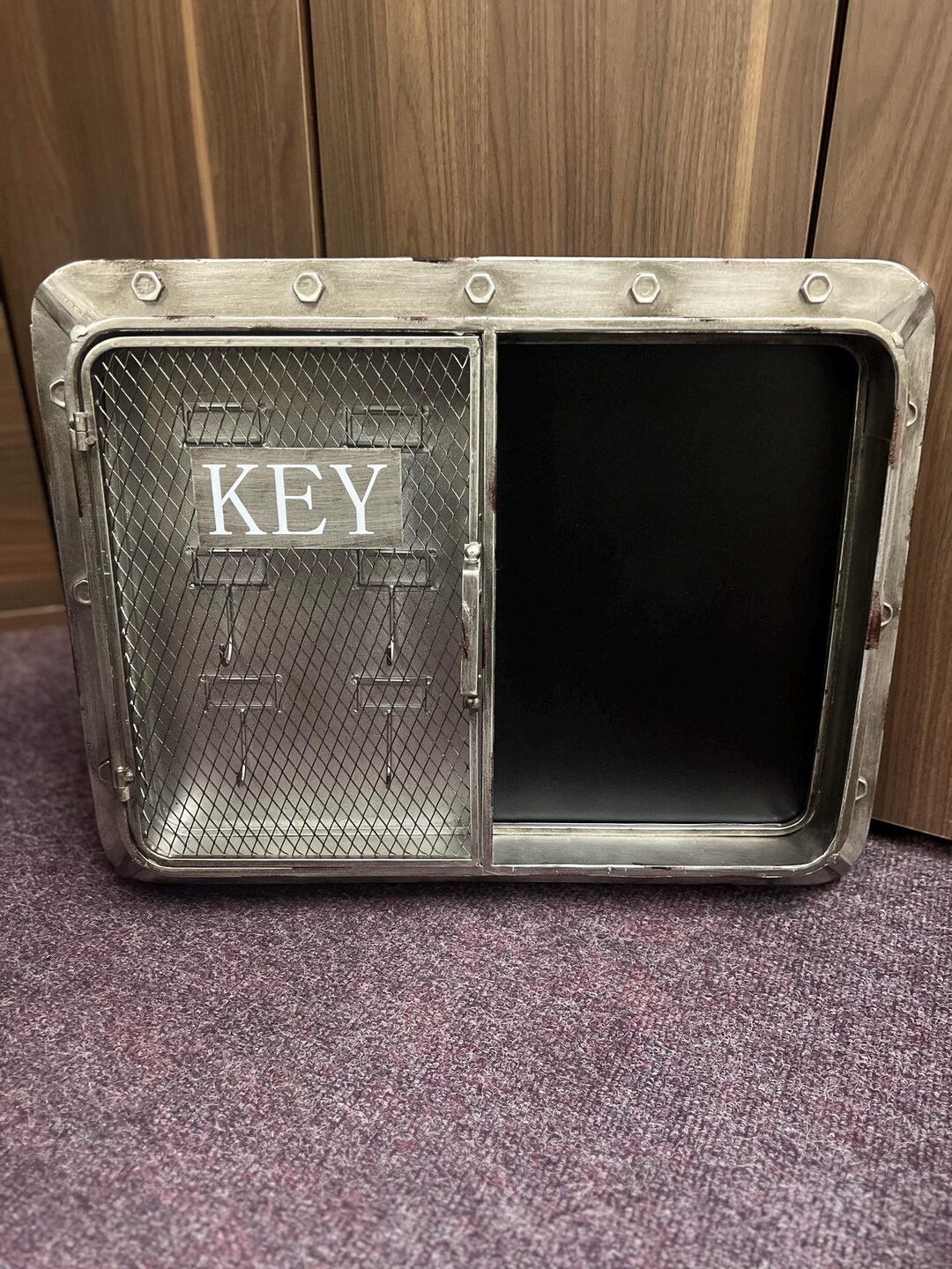 Key Cage With Hooks & Blackboard | Wall-mounted Key Holder, Message ...