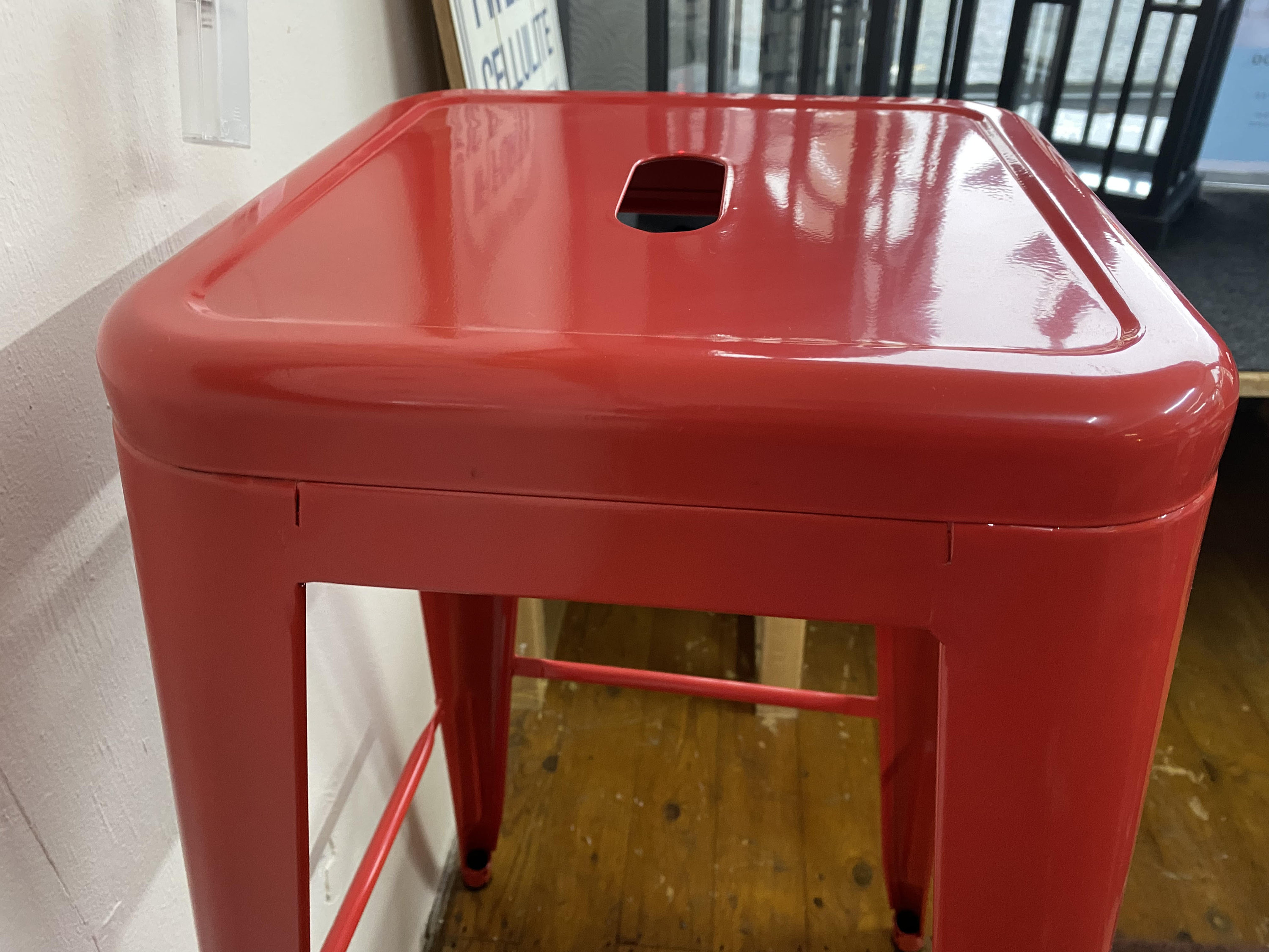 Red Metal Bar Stool - Etsy