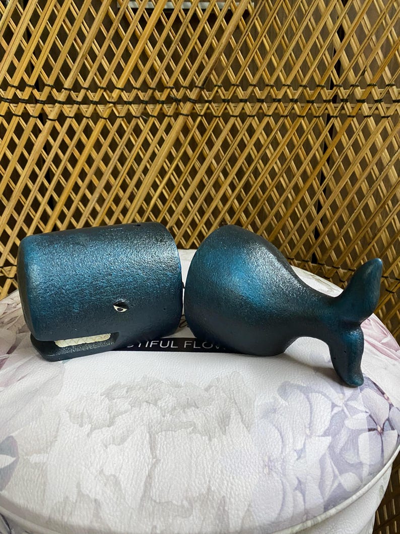 Painted Heavy Cast Iron Whale Bookends - Etsy UK