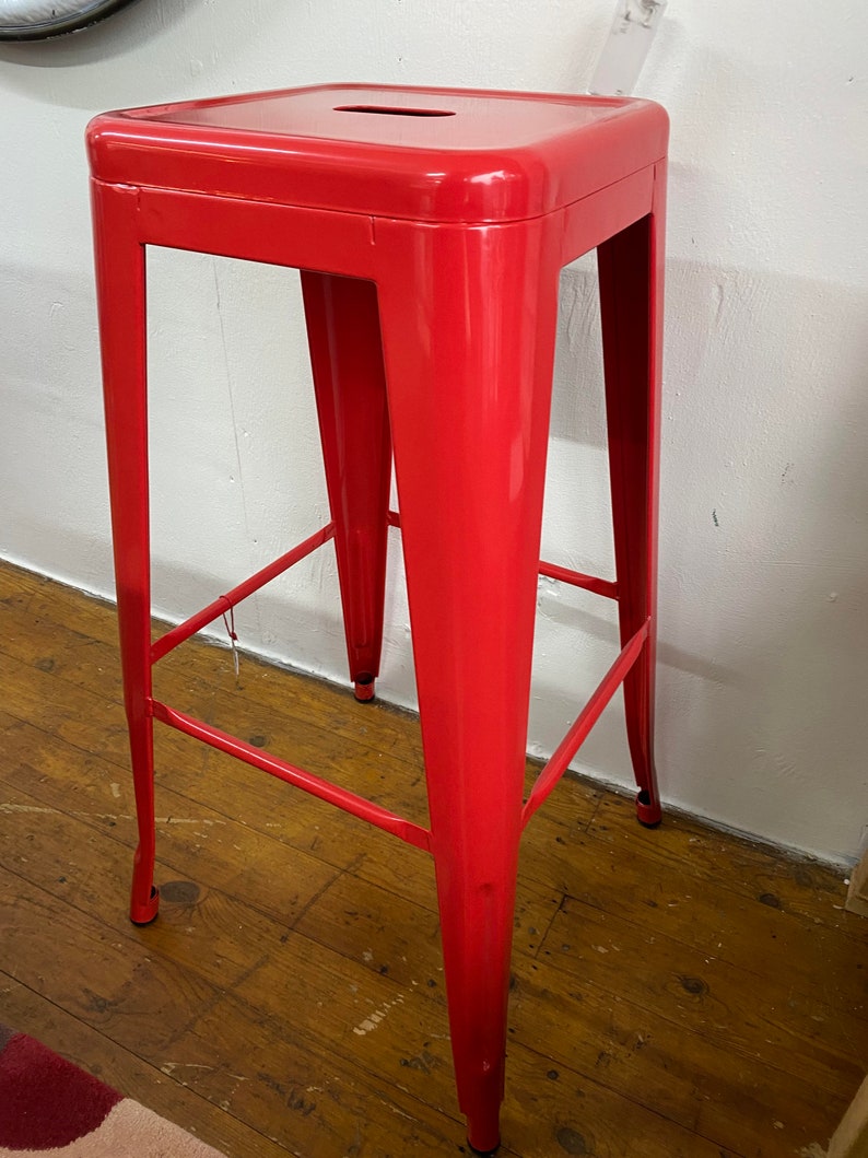Red Metal Bar Stool - Etsy