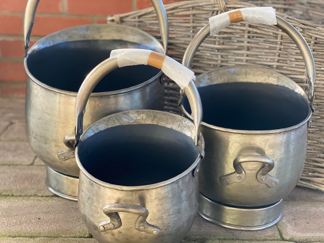 Coal Scuttles Antique Pewter Finish Available as Large or Small Size - Etsy