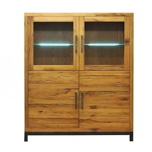 Rustic Oak Display Cabinet With LED Lights - 145 Cm Tall - Etsy