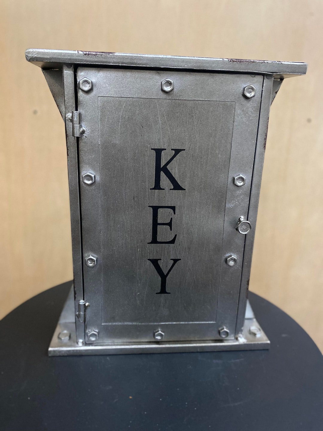 Distressed Iron Key Box: Freestanding Key Holder With 4 Hooks - Etsy