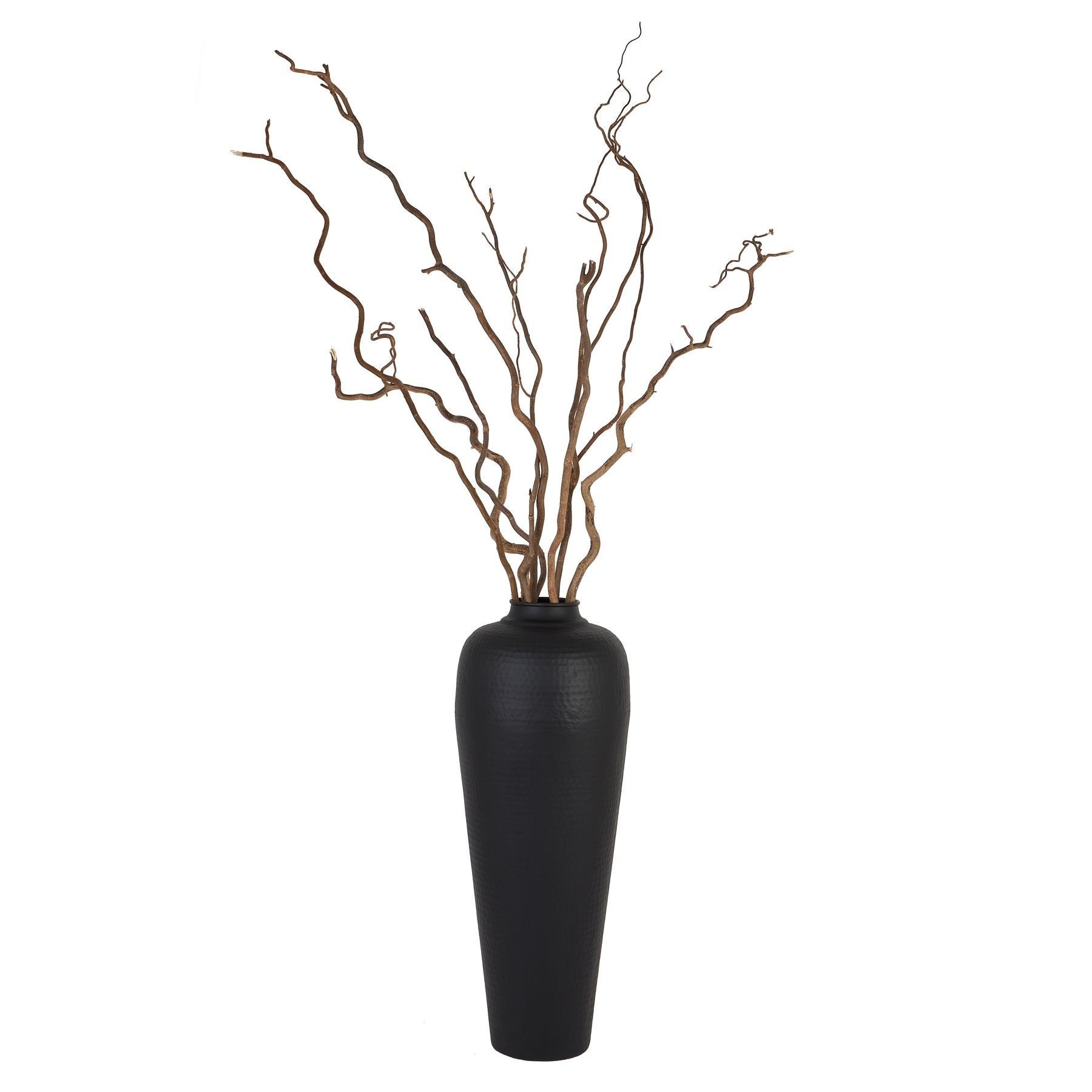 Handcrafted Black Hammered Steel Vase - Contemporary Metal Floor Vase ...