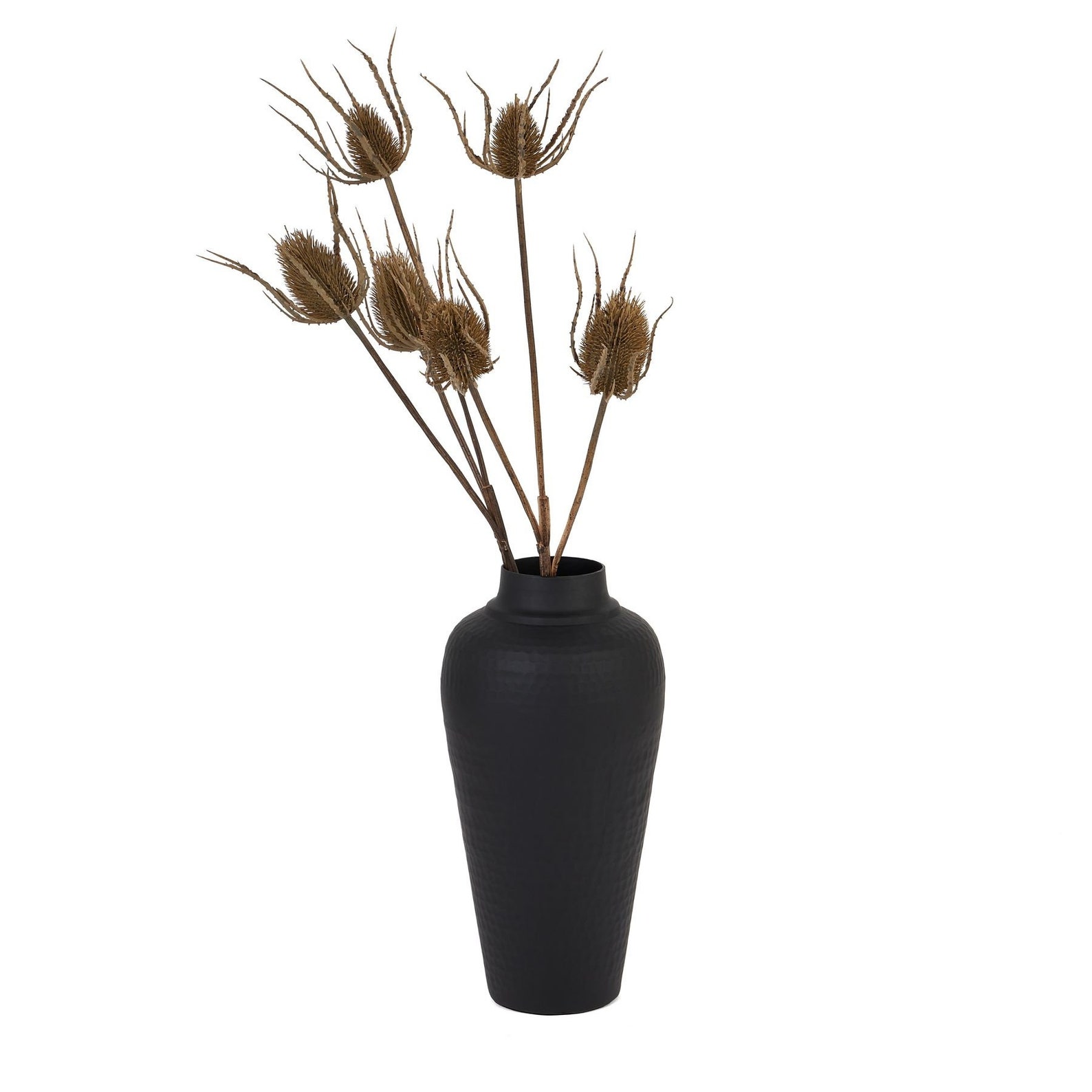 Handcrafted Black Hammered Steel Vase - Contemporary Metal Floor Vase ...