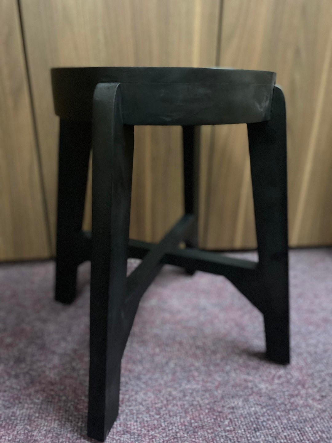 Solid Wood Black Stool - Etsy