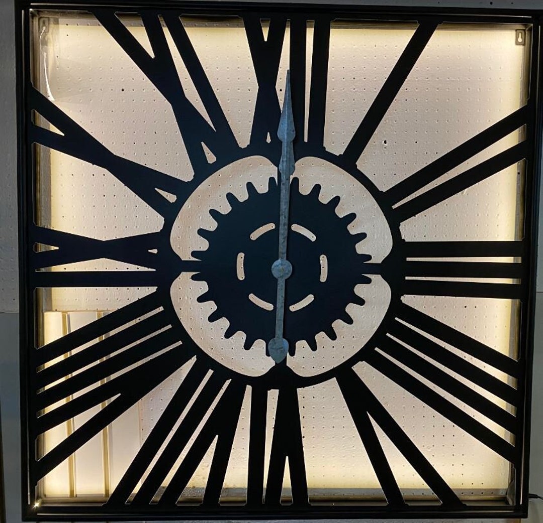 Cool Rectangular Wall Clock With LED Lights - Etsy