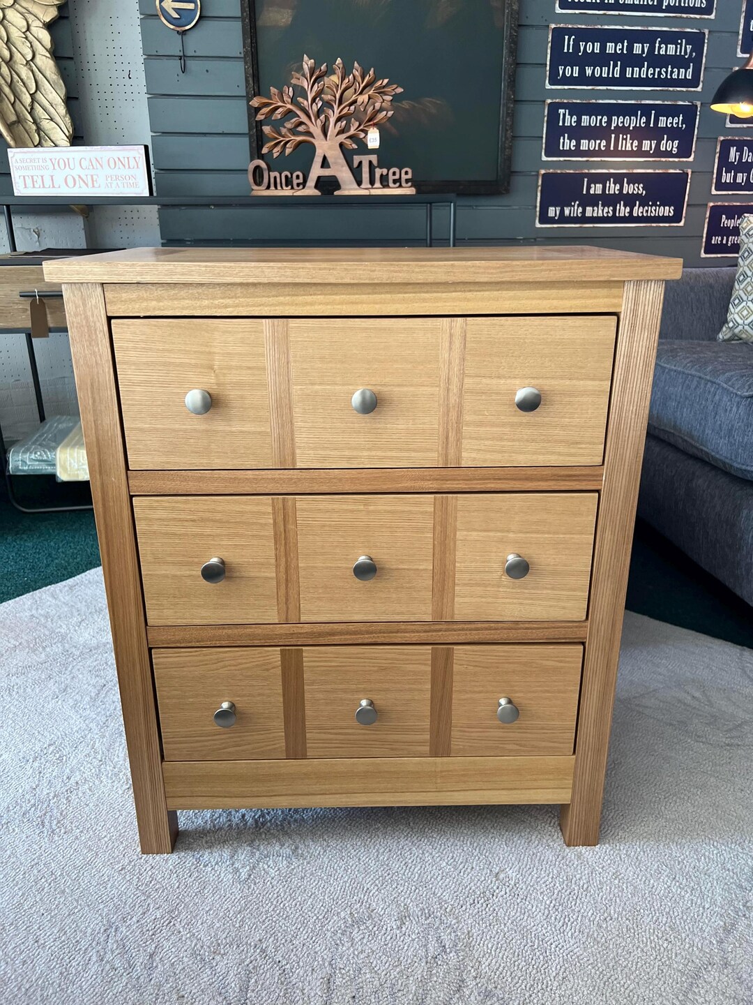 Oak Finish Small 3 Drawer Chest - Etsy